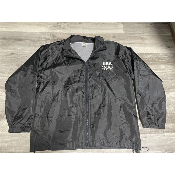 Jackets & Coats | Usa Vintage Olympic Committee Large Black Zip Up ...